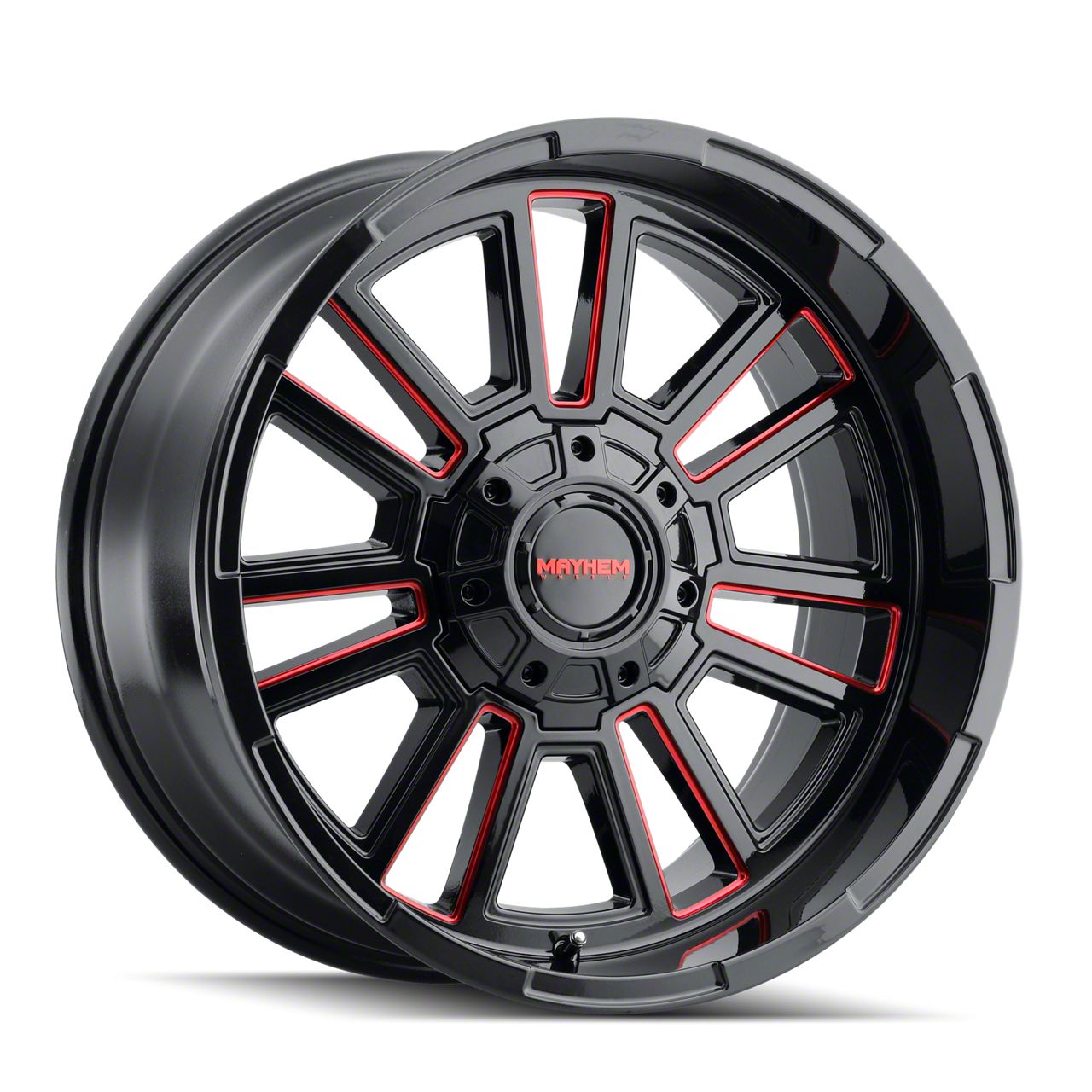 Mayhem Wheels Silverado 2500 Apollo Gloss Black Milled with Prism Red 8 ...