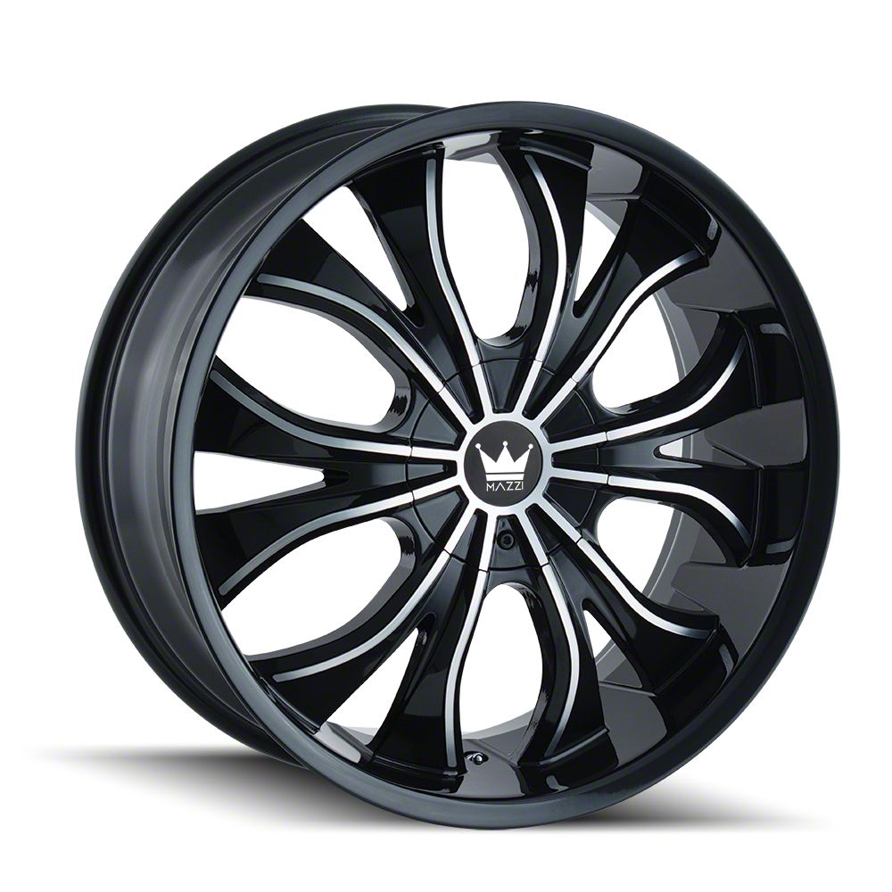 Mazzi Tahoe Hustler Gloss Black Machined 6-Lug Wheel; 24x9.5; 30mm ...