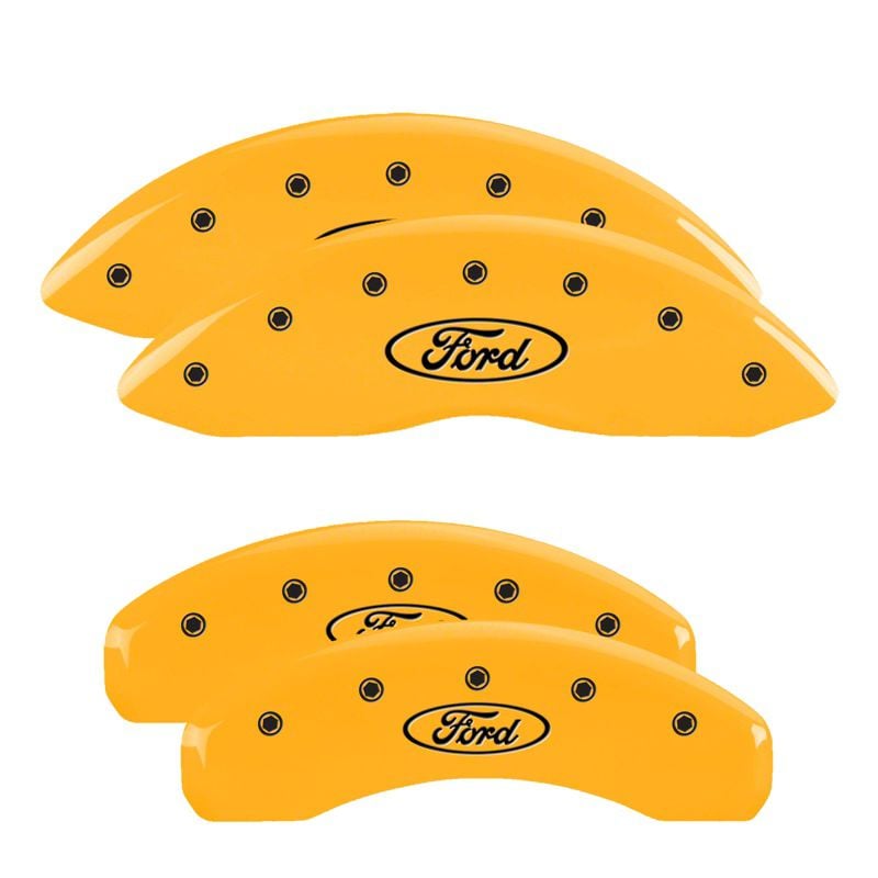 MGP F-350 Super Duty Brake Caliper Covers with Ford Oval Logo; Yellow ...