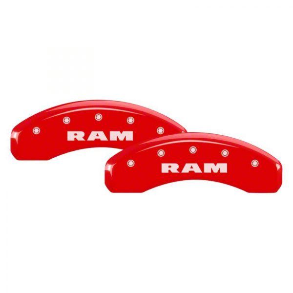 MGP RAM 2500 Brake Caliper Covers with RAM Logo; Red; Front and Rear ...
