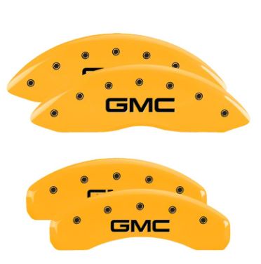 MGP Yukon Yellow Caliper Covers with GMC Logo; Front and Rear ...