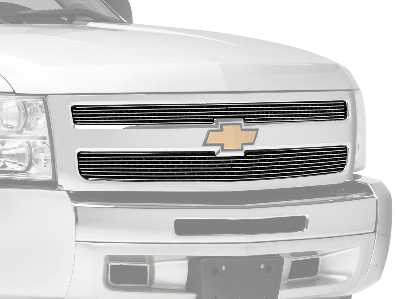 RedRock Silverado 1500 Upper Overlay Grille; Polished S112457 (07-13 ...