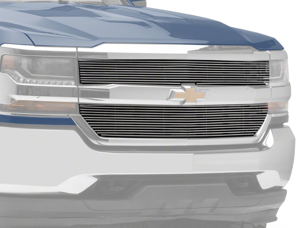 RedRock Silverado 1500 Modern Billet Upper Grille Overlay; Polished ...