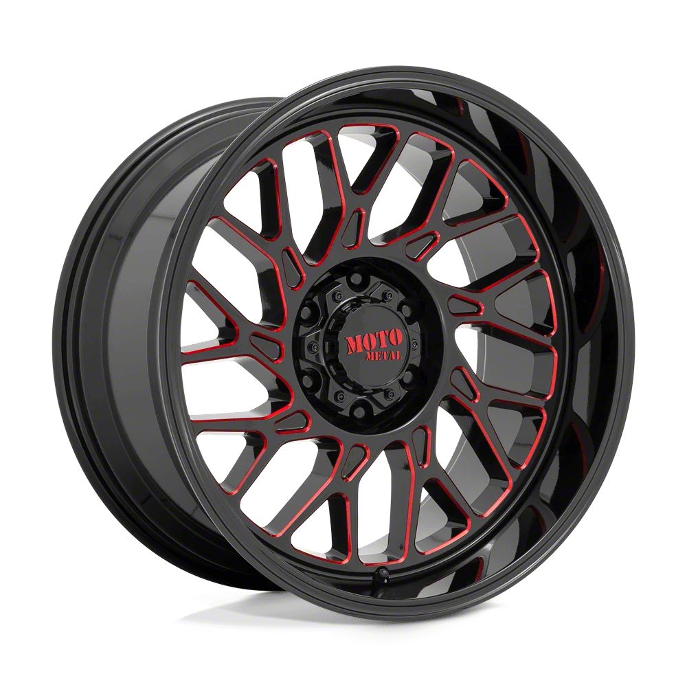 Moto Metal F-150 MO805 Gloss Black Milled with Red Tint 6-Lug Wheel ...