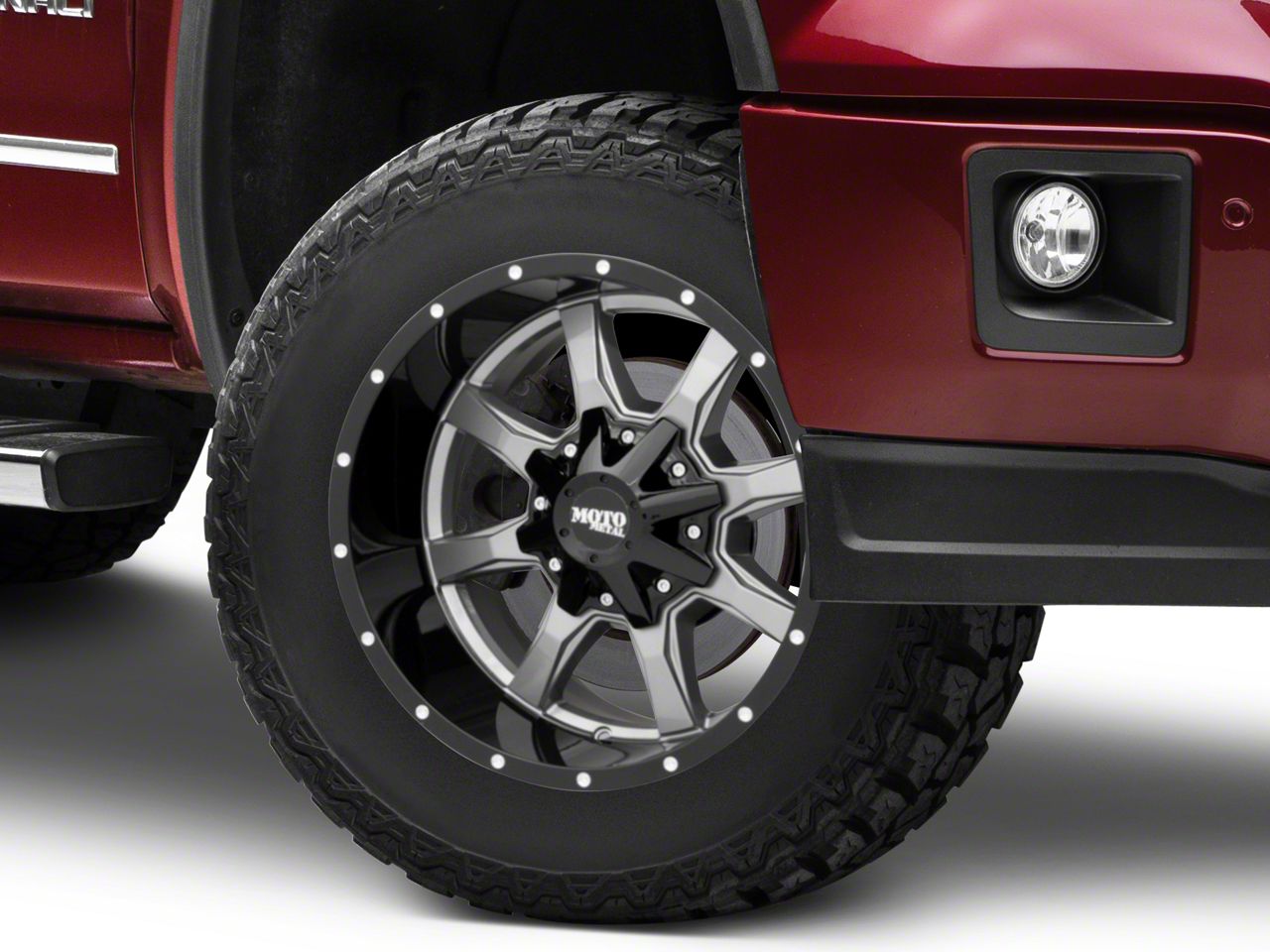 Moto Metal Sierra 1500 MO970 Gloss Gray with Gloss Black Lip 6-Lug ...