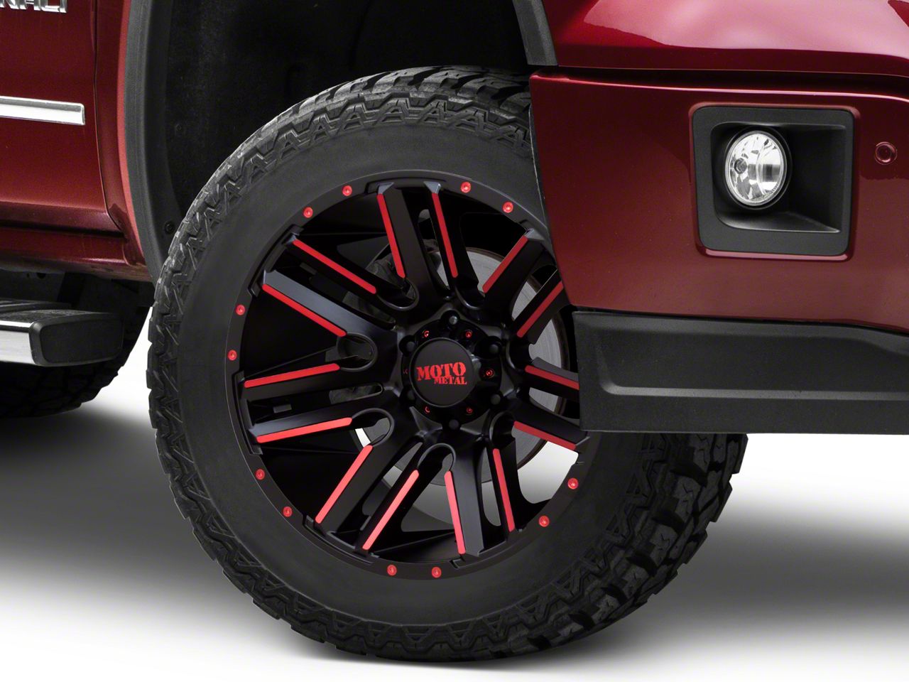 Moto Metal Sierra 1500 Razor Satin Black Machined Red Tint 6-Lug Wheel ...