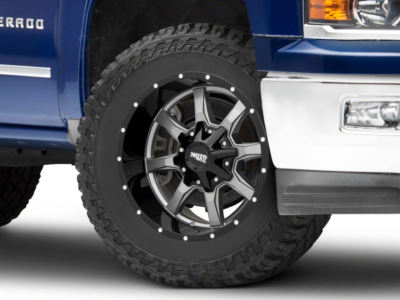 Moto Metal Silverado 1500 MO970 Gloss Gray with Gloss Black Lip 6-Lug ...
