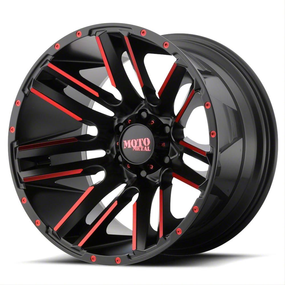 Moto Metal RAM 1500 MO978 Razor Satin Black Machined Red Tint 8-Lug ...