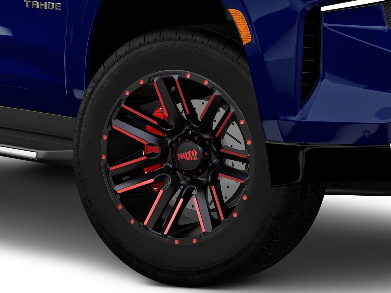 Moto Metal Tahoe Razor Satin Black Machined Red Tint 6-Lug Wheel; 20x10 ...