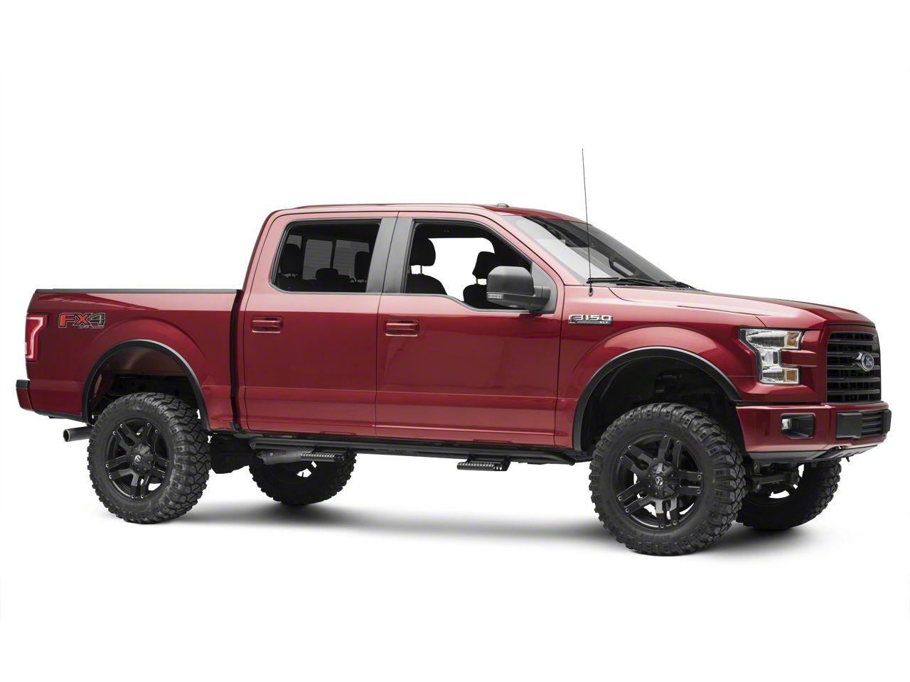 N-Fab F-150 Cab Length RKR Side Rails with Detachable Steps; Textured ...