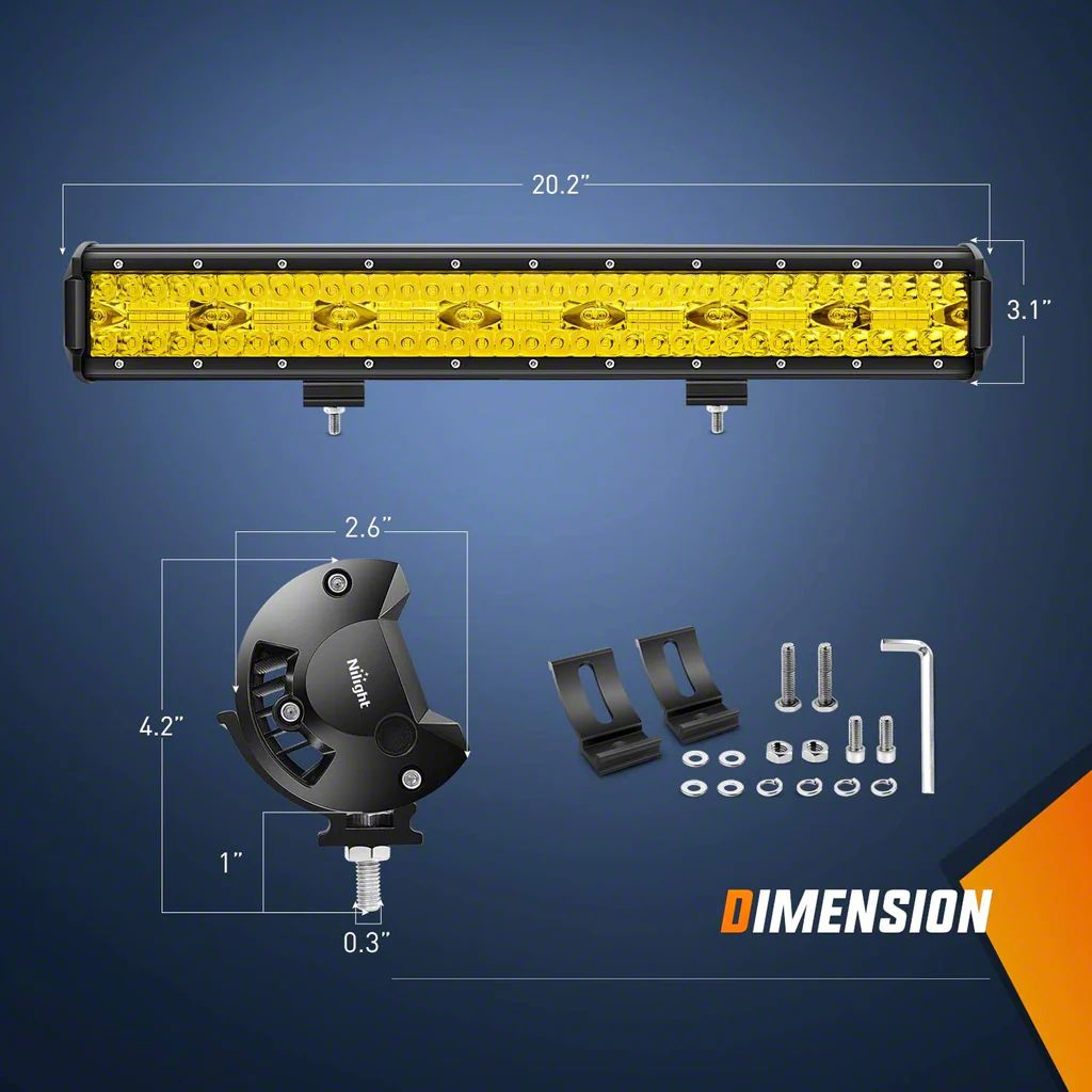 F-150 20-Inch Triple Row LED Light Bar; Spot/Flood Combo Beam; Amber ...