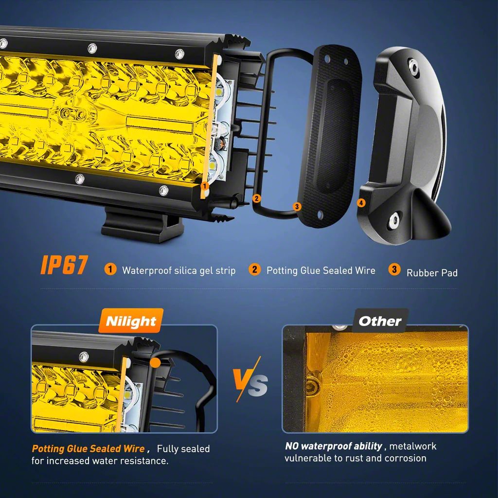 F-150 20-Inch Triple Row LED Light Bar; Spot/Flood Combo Beam; Amber ...