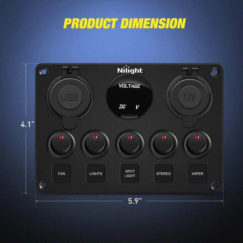 F-150 5-Gang Multi-Function Rocker Switch Panel; Red LED (Universal ...