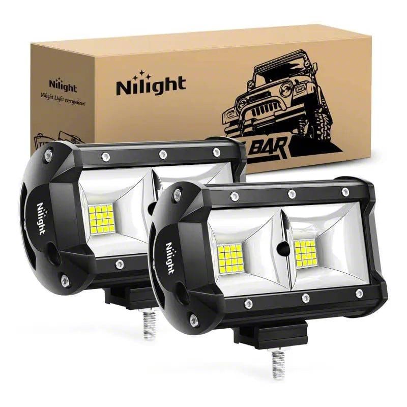 Nilight F-150 5-Inch Quad Row LED Lights Bars; Flood Beam 20001F-B ...