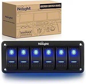 F-150 6-Gang Aluminum Rocker Switch Panel with Rocker Switches; Blue ...