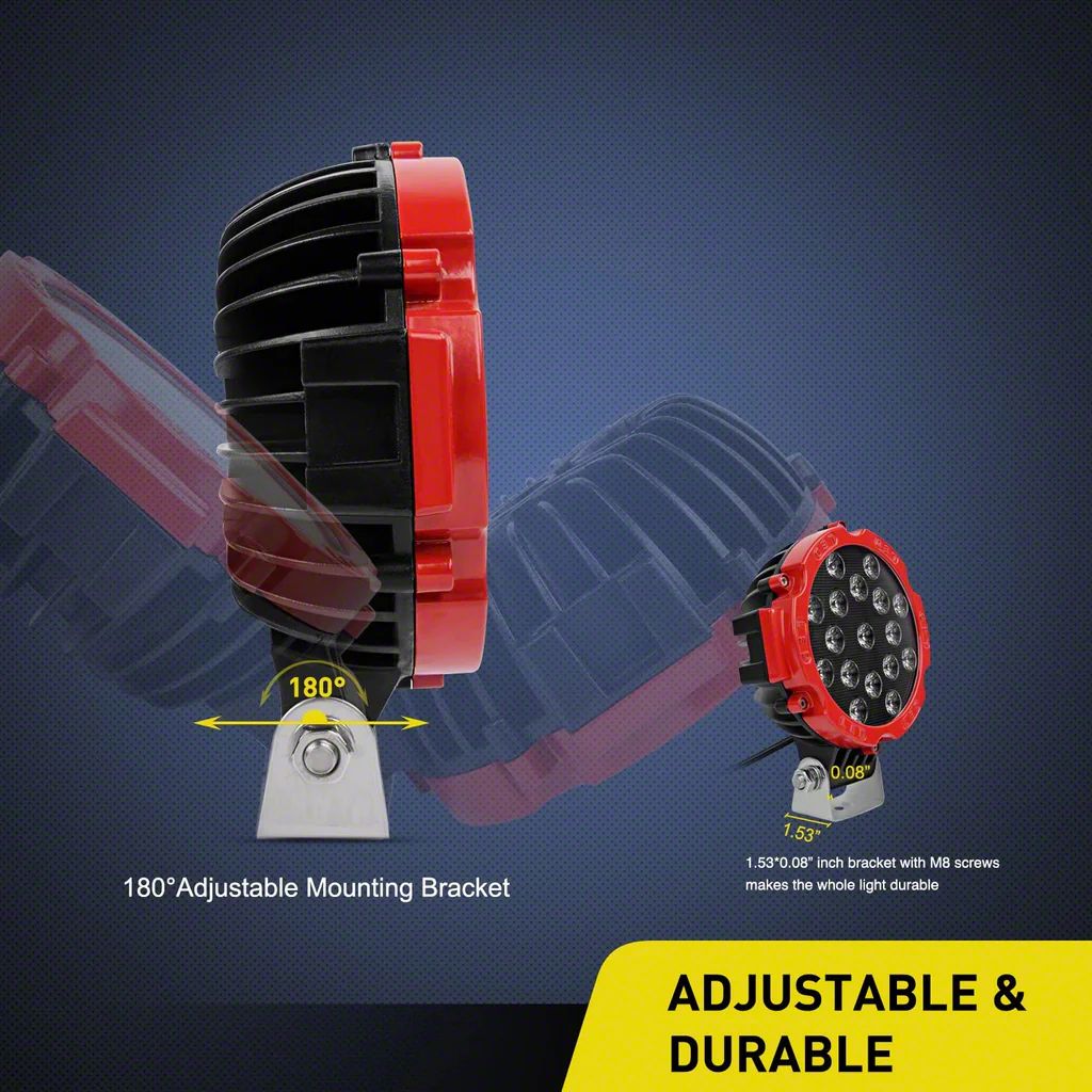 Nilight F-350 Super Duty 7-Inch Red Round LED Work Lights; Spot Beam ...