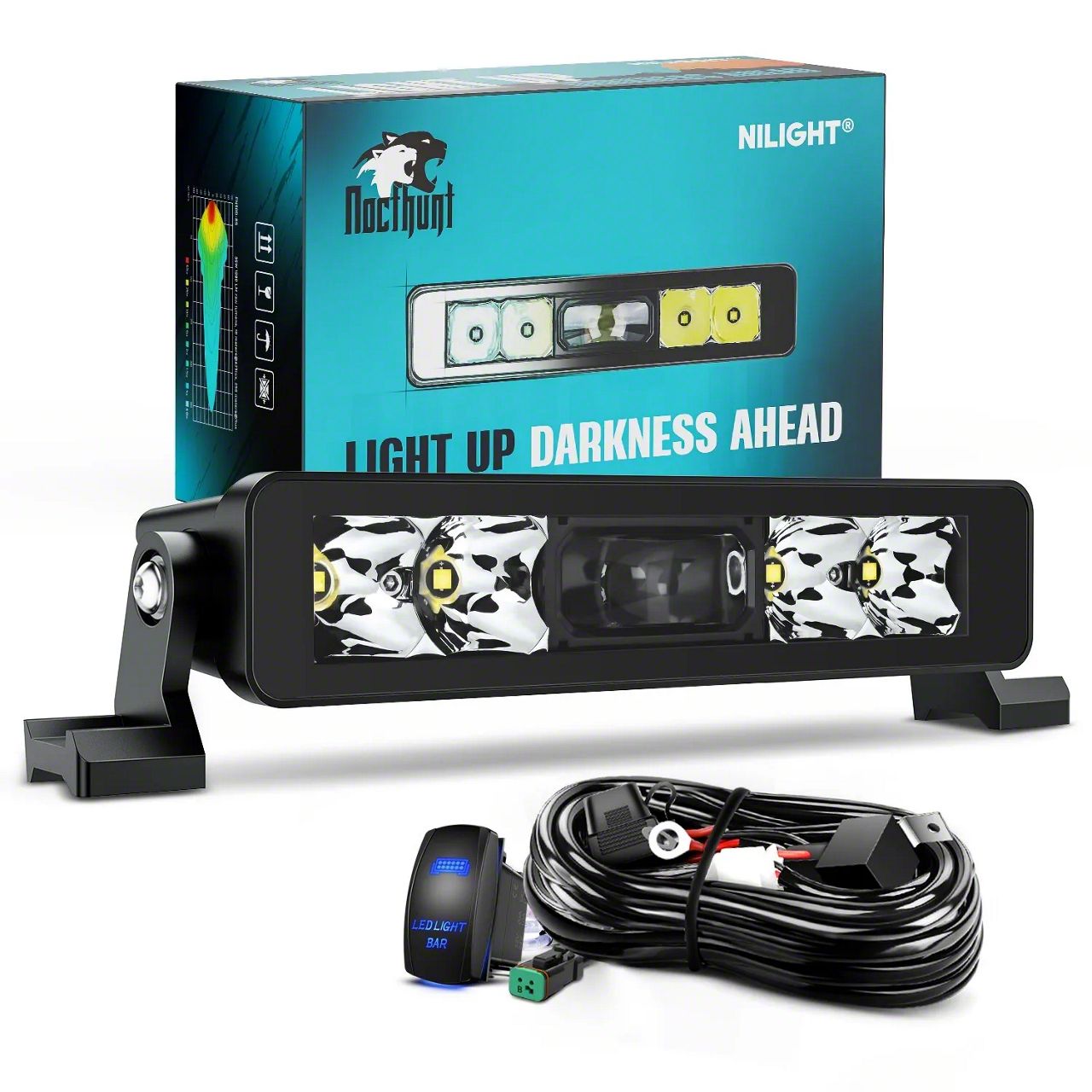 RAM 1500 8-Inch 5D Pro Night Vision Dual Row 5-LED Light Bar; Spot Beam ...