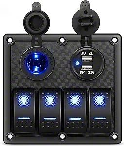 RAM 2500 4-Gang Rocker Switch Panel with USB Charger and Power Socket ...