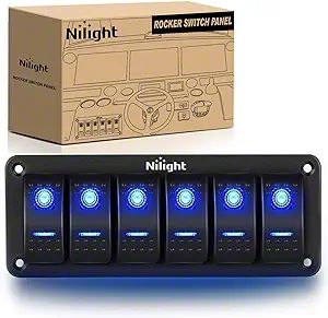 RAM 3500 6-Gang Aluminum Rocker Switch Panel with Rocker Switches; Blue ...
