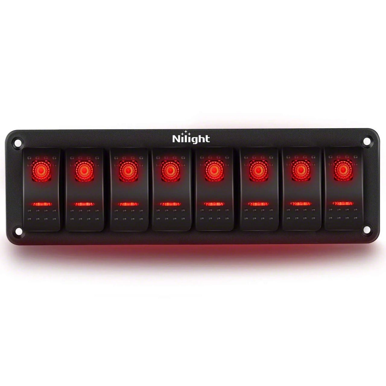 RAM 3500 8-Gang Aluminum Rocker Switch Panel with Rocker Switches; Red ...