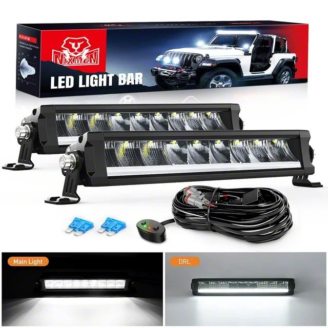 Ranger 12.20-Inch Single Row LED Light Bars with DRL; Anti-Glare Flood ...