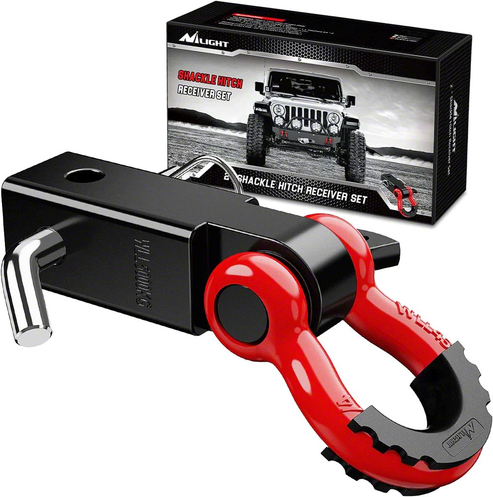 Ranger 2-Inch Shackle Hitch Receiver with 3/4-Inch D-Ring; Red/Black ...