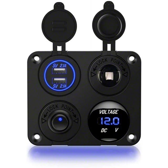 Ranger 4-in-1 ON/OFF Charger Socket Panel with Dual USB Socket, Power ...
