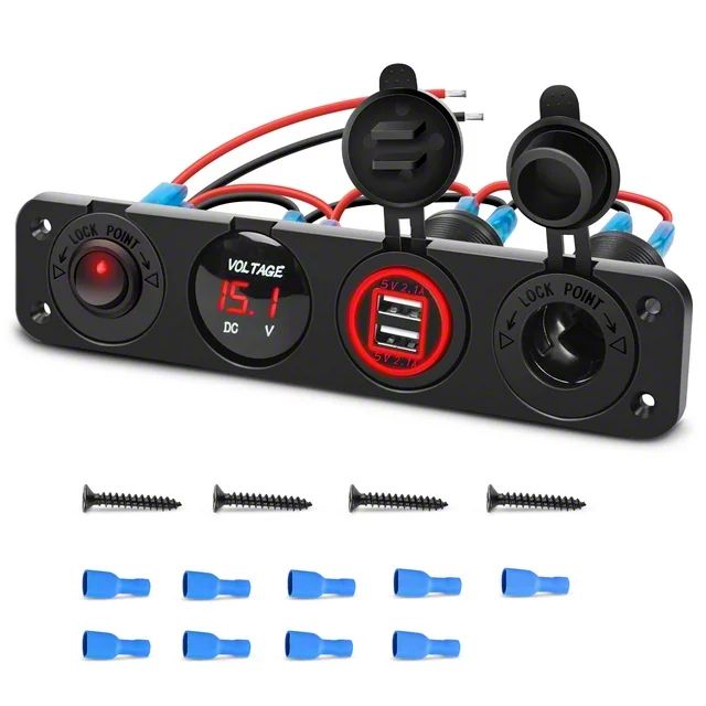 Ranger 4-in-1 ON/OFF Charger Socket Panel with Dual USB Socket, Power ...