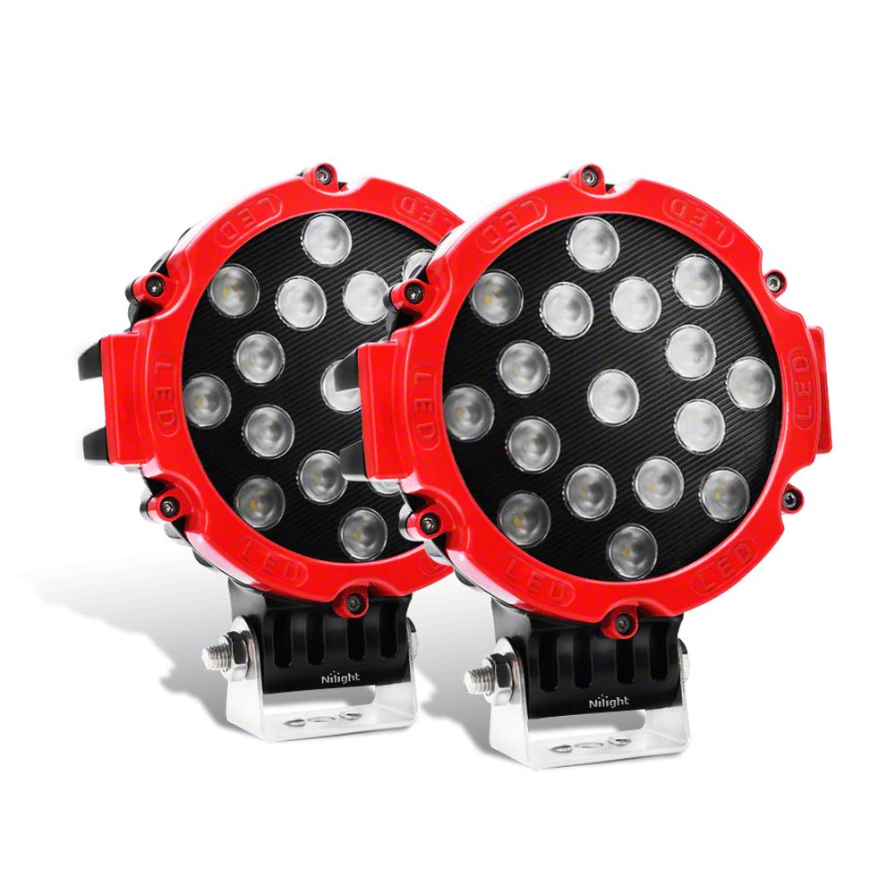 Ranger 7-Inch Red Round LED Work Lights; Flood Beam (Universal; Some ...