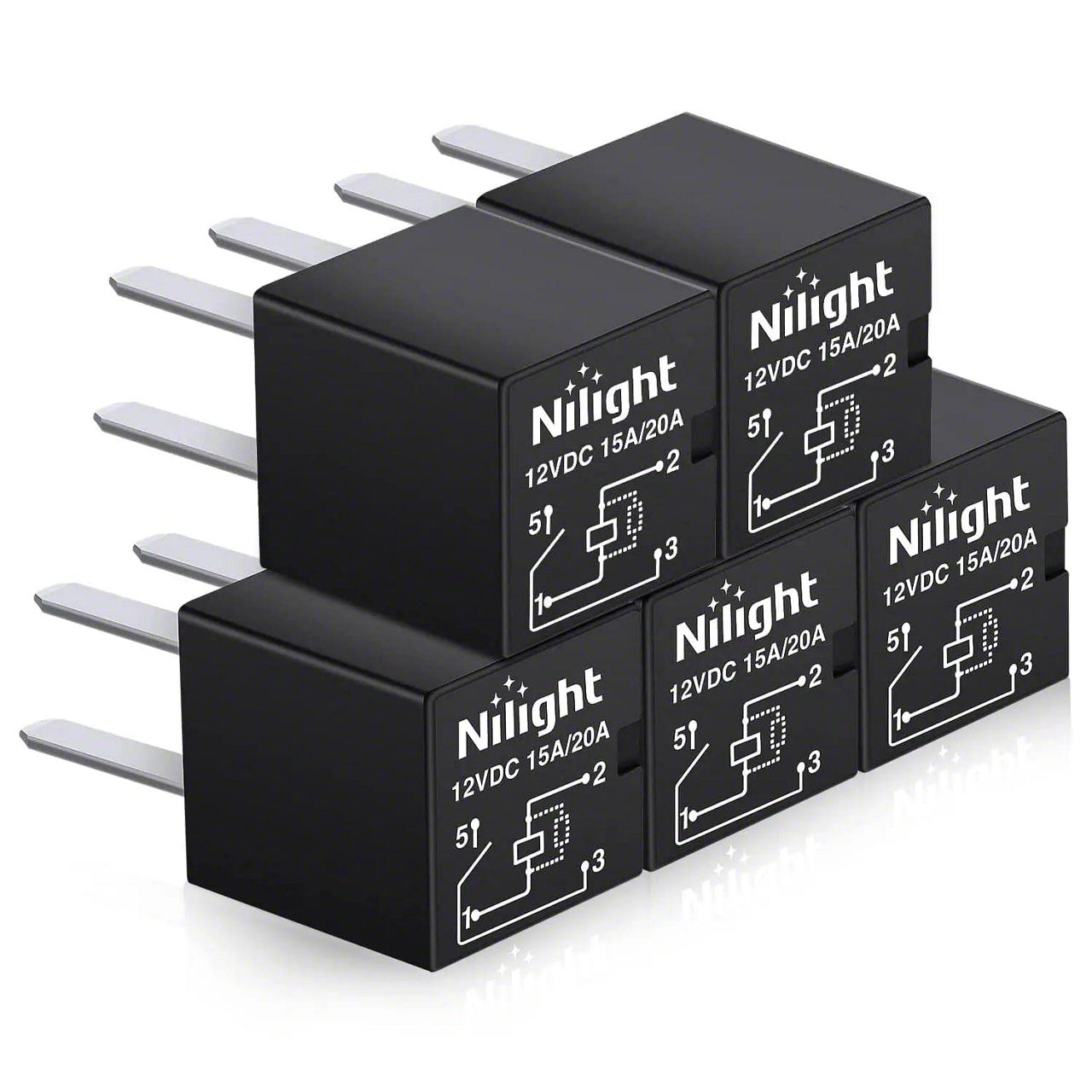 Nilight Sierra 3500 4-Pin SPNO Automotive Purpose Relays; 5-Pieces ...