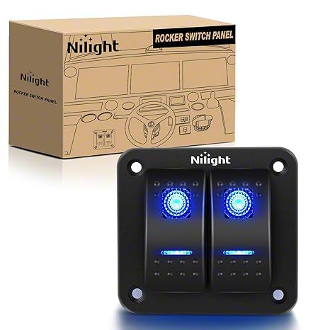 Nilight Silverado 1500 2-Gang Aluminum Rocker Switch Panel with Rocker ...