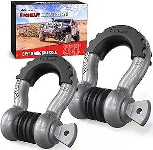 Nilight Silverado 1500 3/4-Inch D-Rings; Grey 92187G - Free Shipping