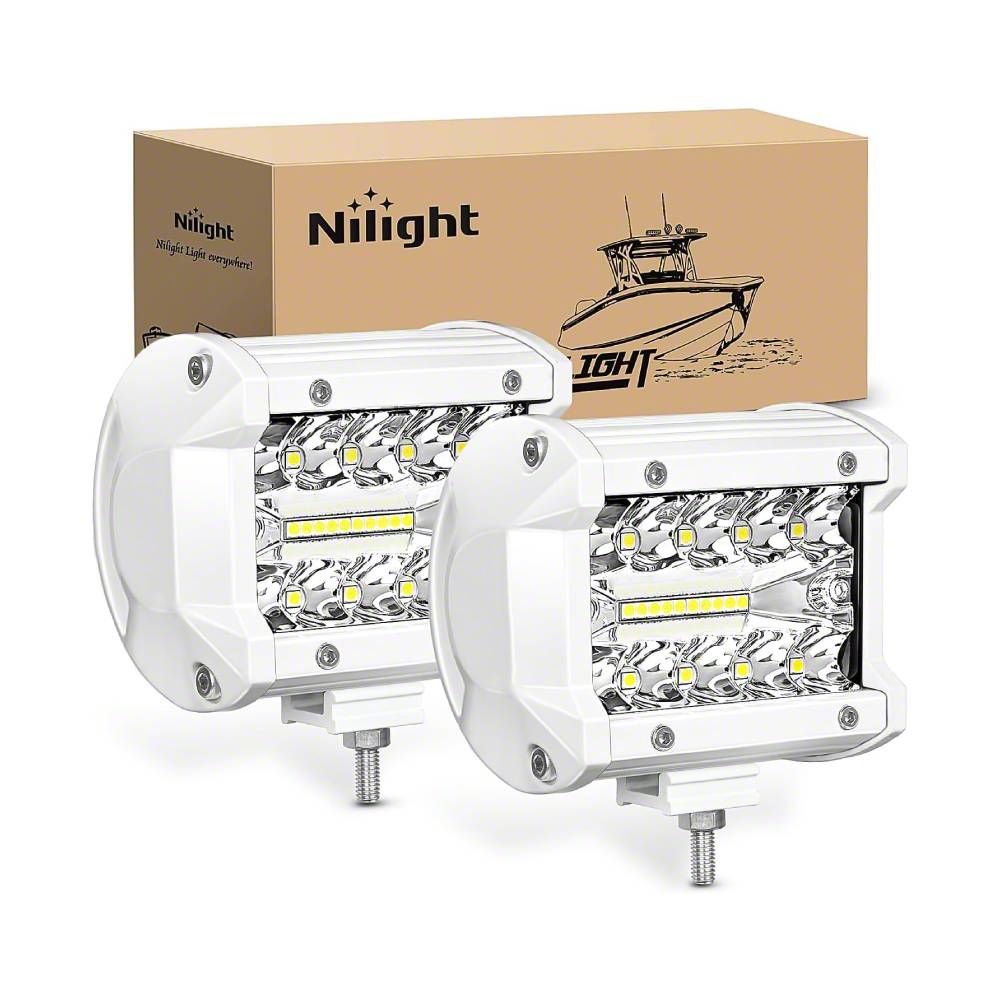 Silverado 2500 4-Inch White LED Lights; Spot/Flood Combo Beam ...