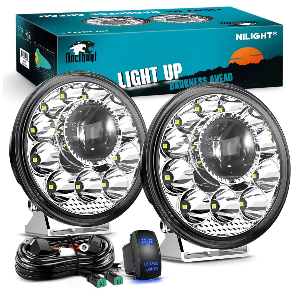 Silverado 2500 5.70-Inch Round 5D Pro Night Vision LED Lights; Flood ...