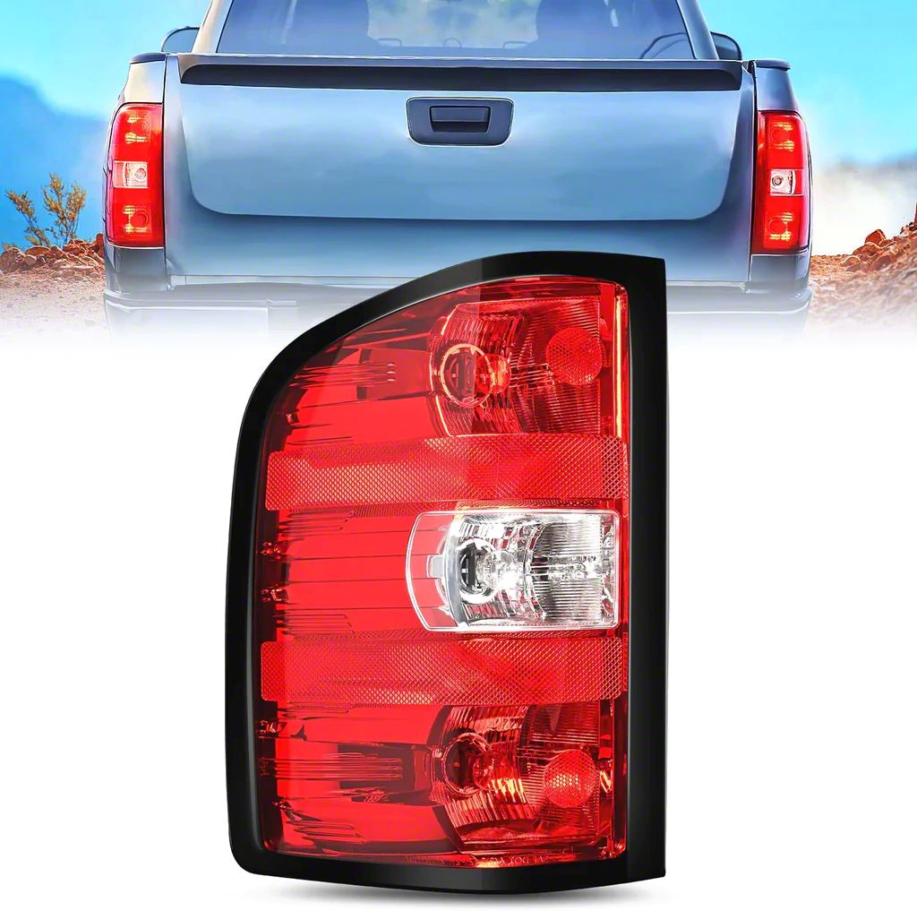 Silverado 3500 Oe Style Tail Light Chrome Housing Red Lens Driver
