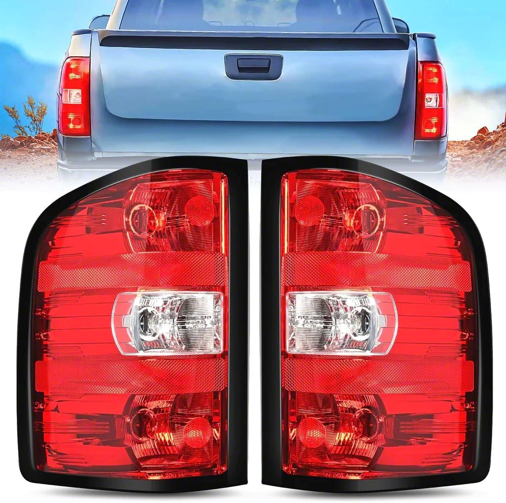Silverado 3500 Oe Style Tail Lights Chrome Housing Red Lens 07 14