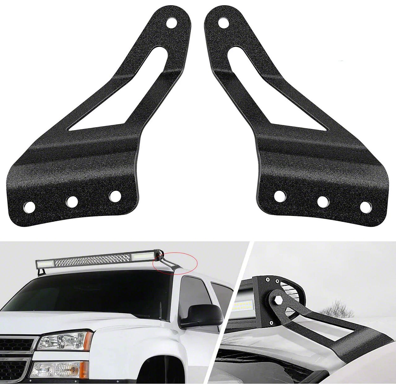 Yukon 50-Inch Curved LED Light Bar Windshield Mounting Brackets (07-14 ...