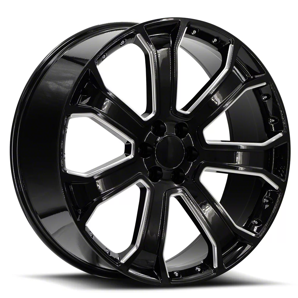OE Revolution Silverado 1500 G-06 Black Machined Face with Chrome Inserts 6-Lug Wheel; 26x10 ...