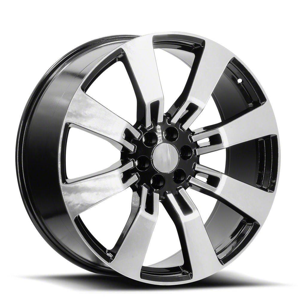 OE Revolution Yukon G-02 Gloss Black and Machined 6-Lug Wheel; 24x10 ...