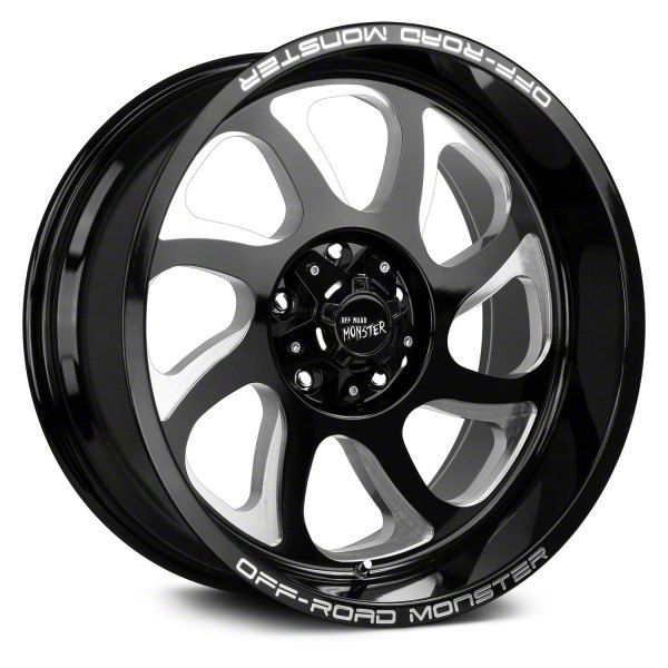 Off Road Monster Sierra 3500 M22 Gloss Black Milled 8-Lug Wheel; 20x10 ...