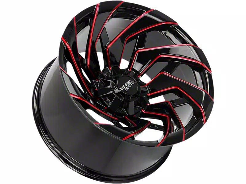 Off-Road Monster RAM 1500 M24 Gloss Black Candy Red Milled 5-Lug Wheel ...