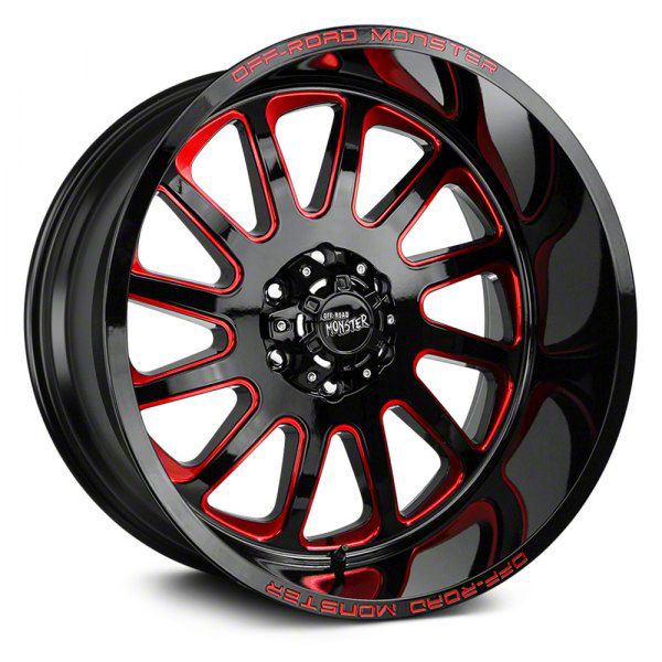 Off Road Monster Ranger M17 Gloss Black Candy Red Milled 6-Lug Wheel ...