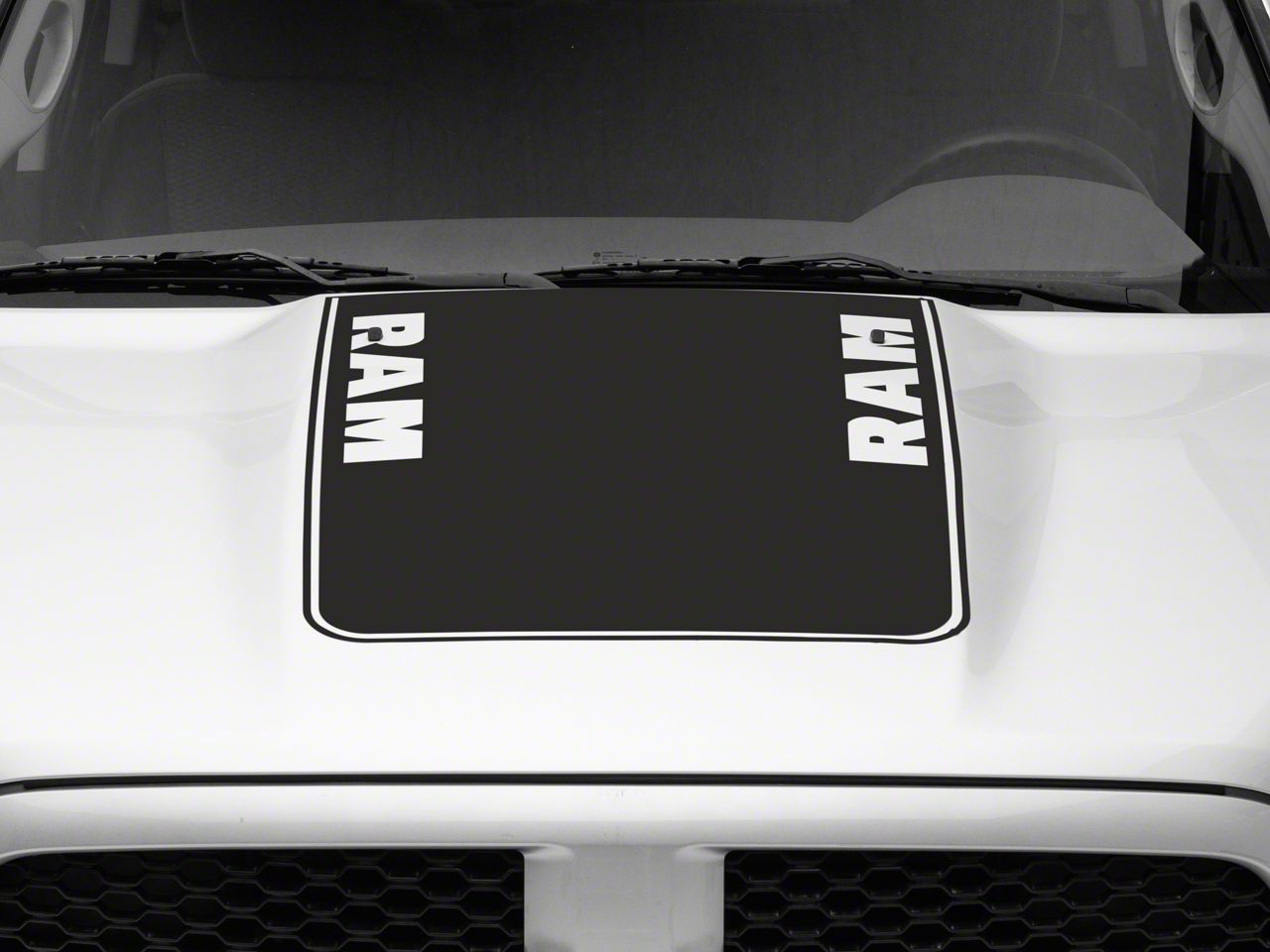 RAM Licensed by RedRock RAM 1500 Hood Decal with RAM Logo; Matte Black ...