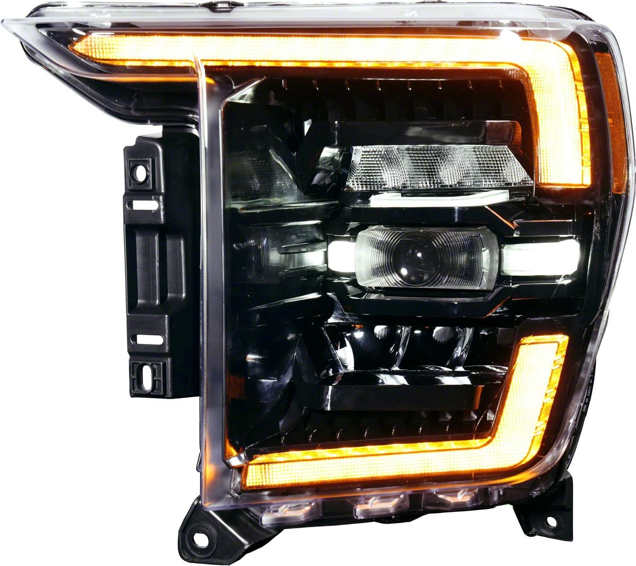 OLM F-150 Infinite Series LED Headlights with Amber DRL; Black Housing ...