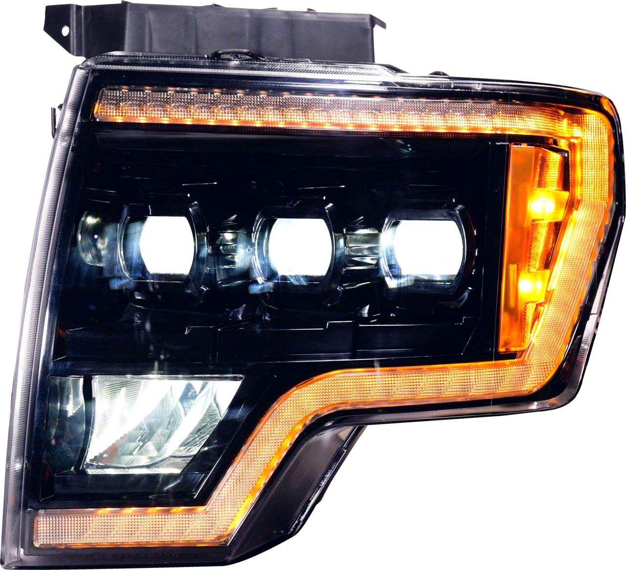 OLM F-150 Infinite Series LED Headlights with Amber DRL; Black Housing ...