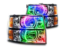 Oracle Silverado Black OE Style Headlights w/ ColorSHIFT Square Ring ...