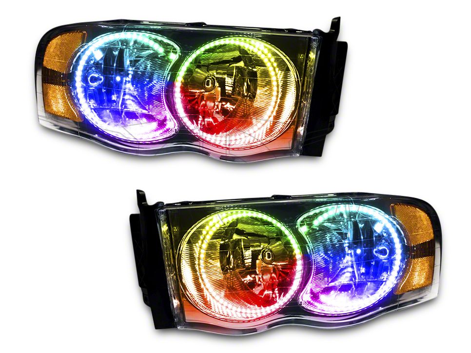 Oracle RAM Chrome OE Style Headlights w/ ColorSHIFT SMD LED Halos ...