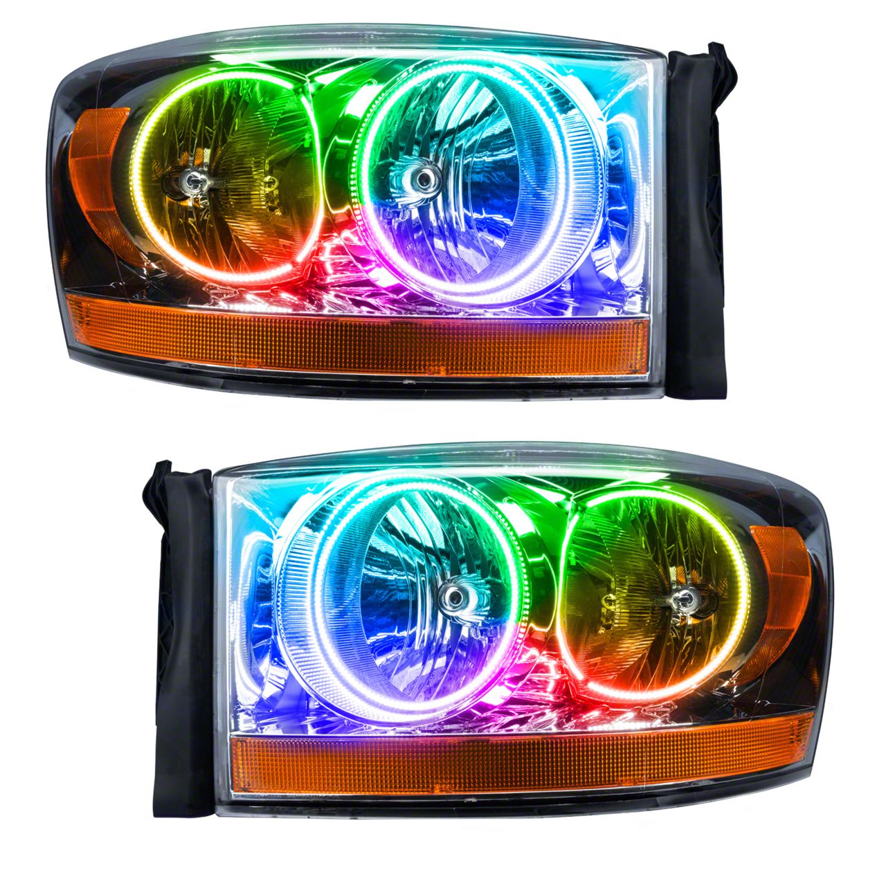 Oracle RAM Chrome OE Style LED Halo Headlights - ColorSHIFT R107017 ...