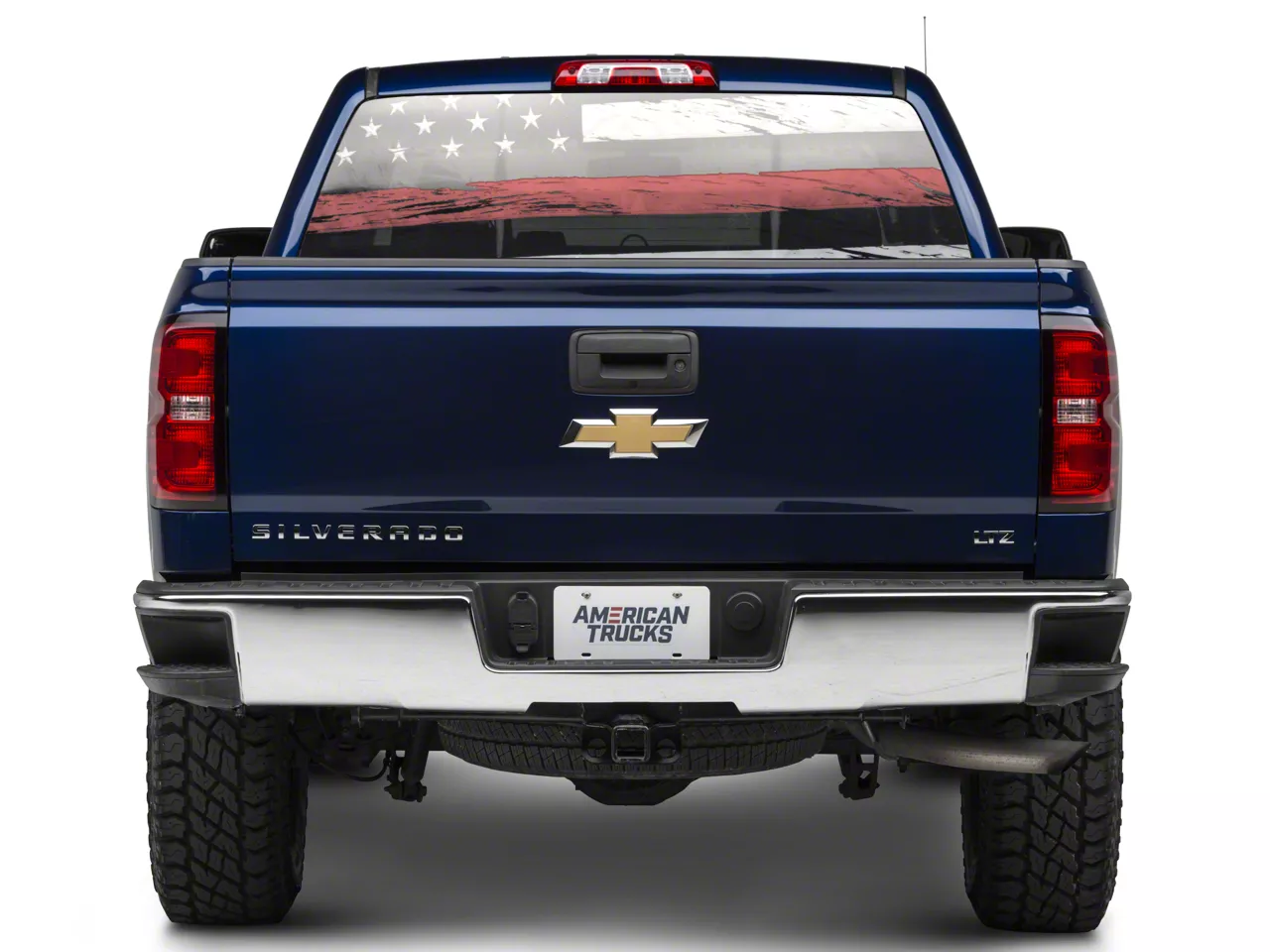 SEC10 Silverado 1500 Perforated Real Flag Rear Window Decal; Red Line ...