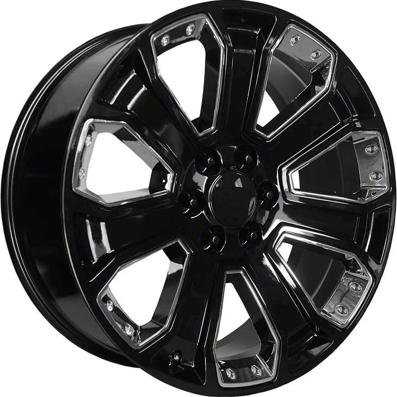 Sierra 1500 PR162 Gloss Black with Chrome Accents 6-Lug Wheel; 22x9 ...